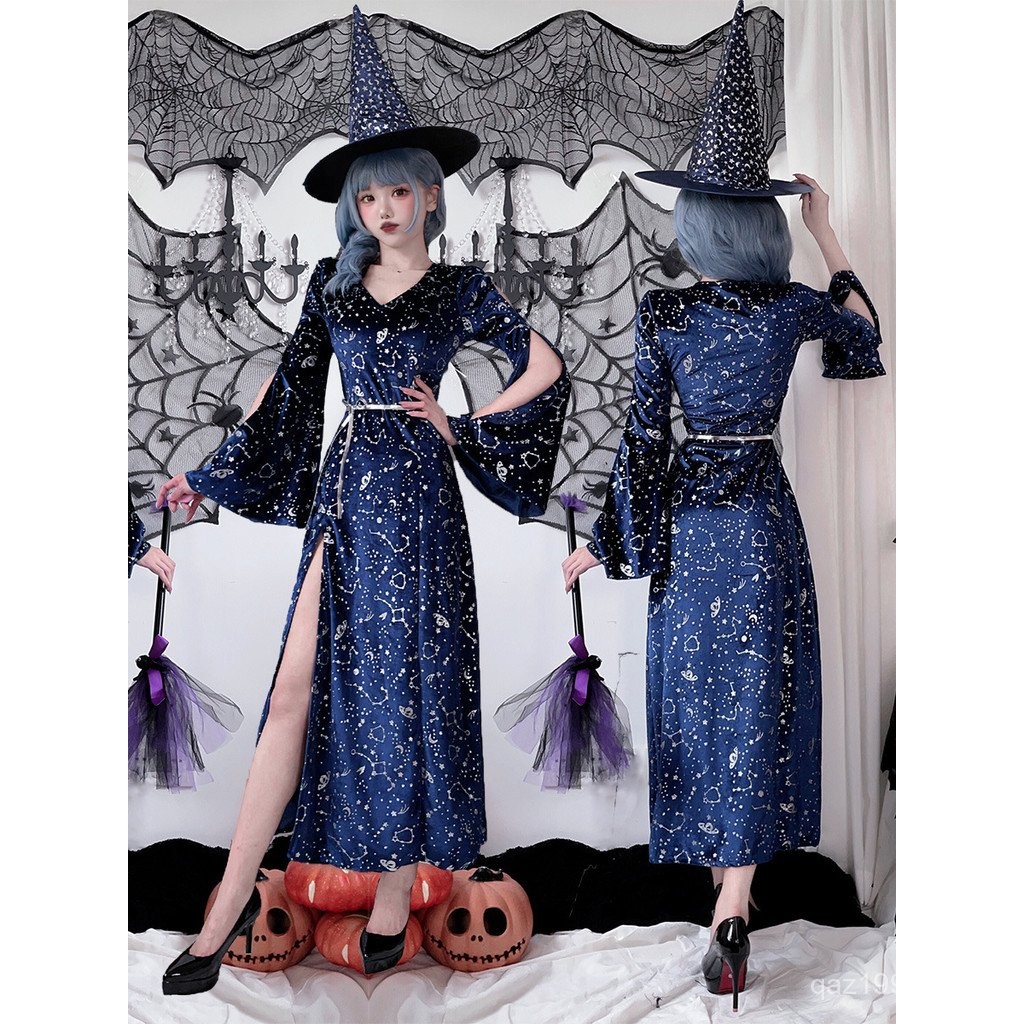 Witch Dress WizardcosAdult Witch Vampire Halloween Starry Sky Cosplay ...