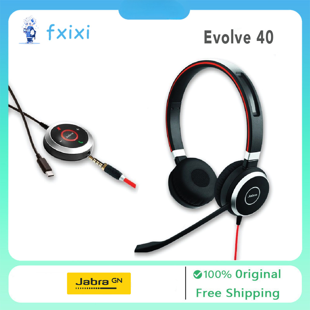 Jabra Evolve 40 Stereo Noise Cancelling Headphones Mute Button Cable ...