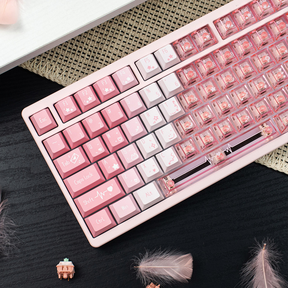Strawberry Transparent Keycaps 150Keys/Set PBT+PC Cherry Profile Custom ...