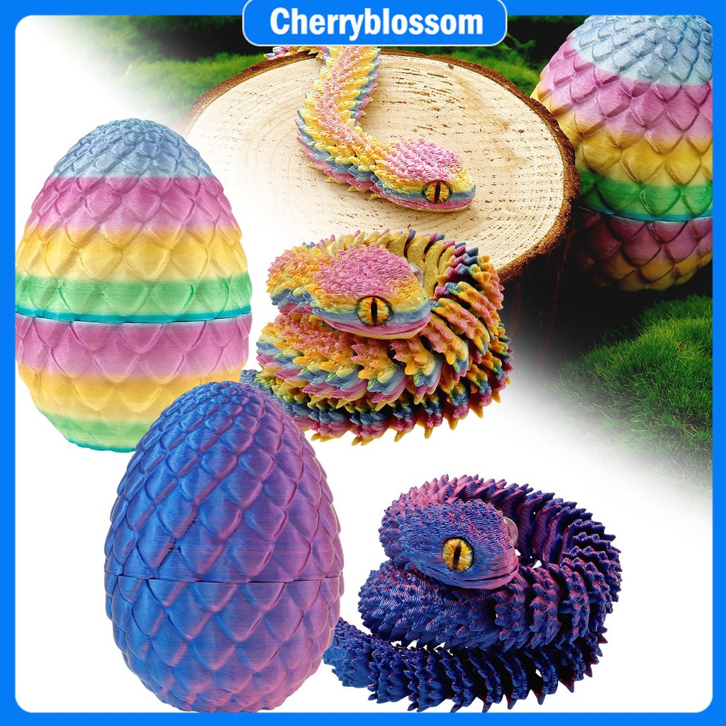 2Pcs 3D Printed Snake Dragon Egg Snake Wiggle Toy Desk Decorative ...