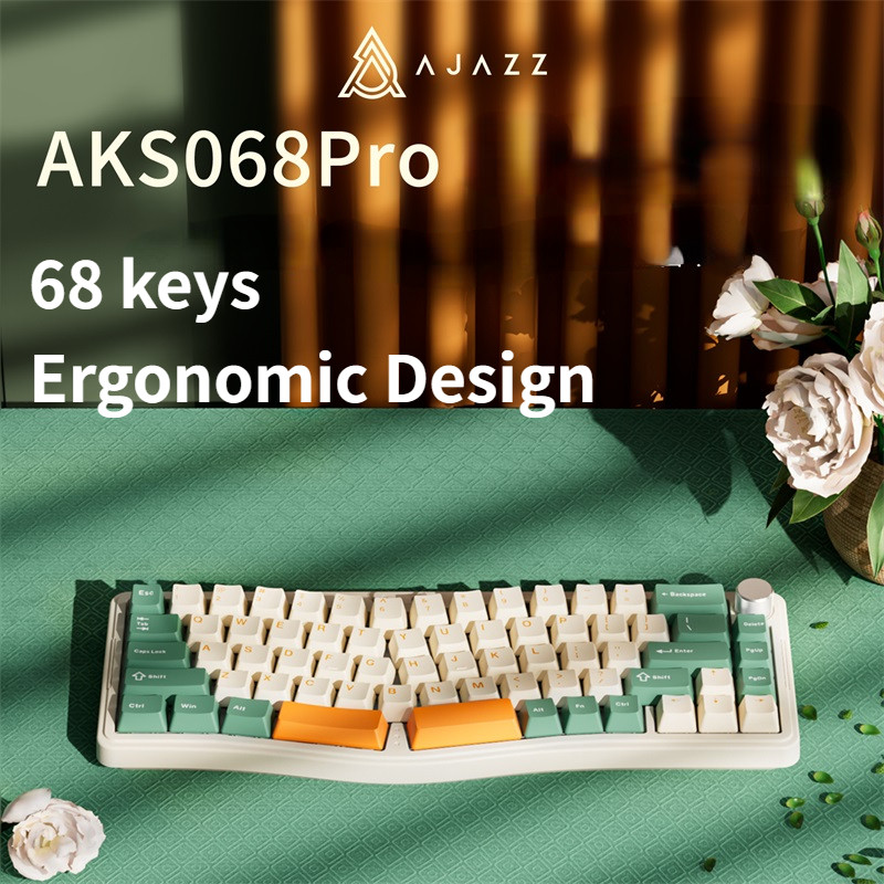 Ajazz AKS068 Pro Alice-Layout Mechanical Keyboard Wireless and Wired ...