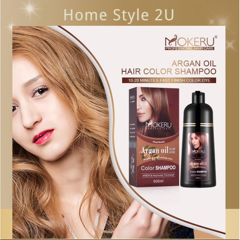 Mokeru Professional Argan Oil Hair Dye Color Shampoo (500ml) | Shopee ...