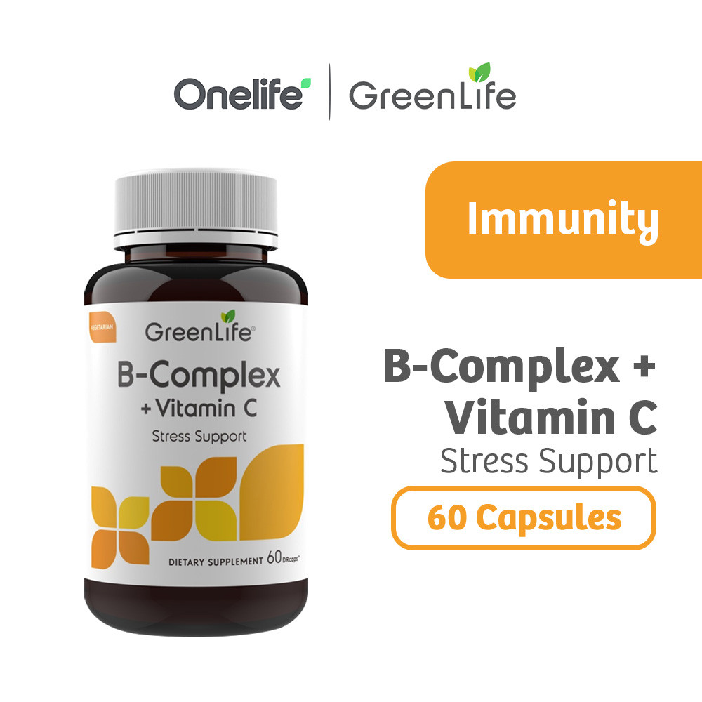 GreenLife B Complex (B2, B6, B12) + Vitamin C 60 Capsules (Suitable for ...