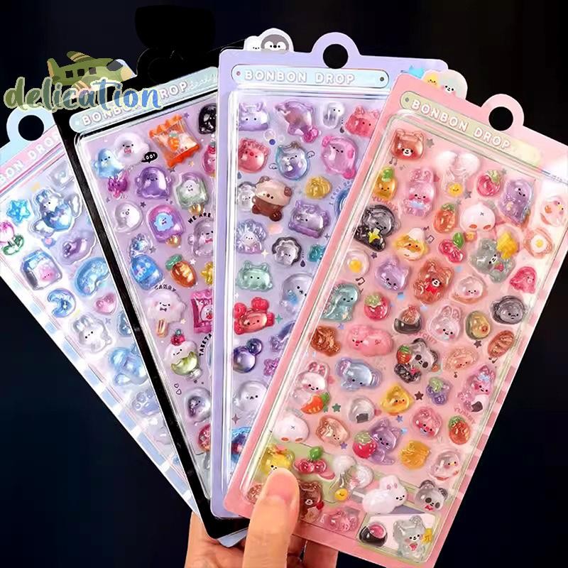 [DelicationS] Cute Fashion 3D Relief Stickers Cute Aesthetic Stickers ...