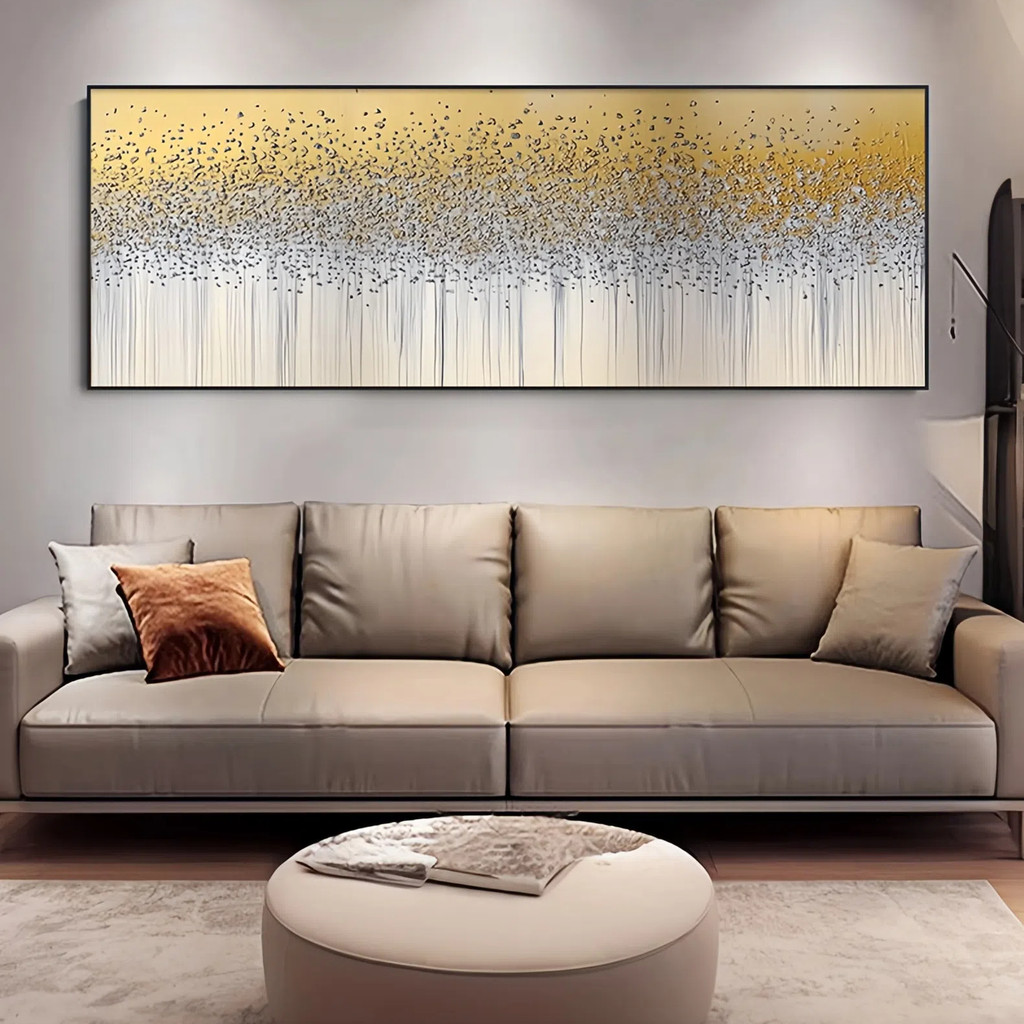 Gold Starry Sky Abstract Textured Canvas Painting | Landscape Wall Art ...