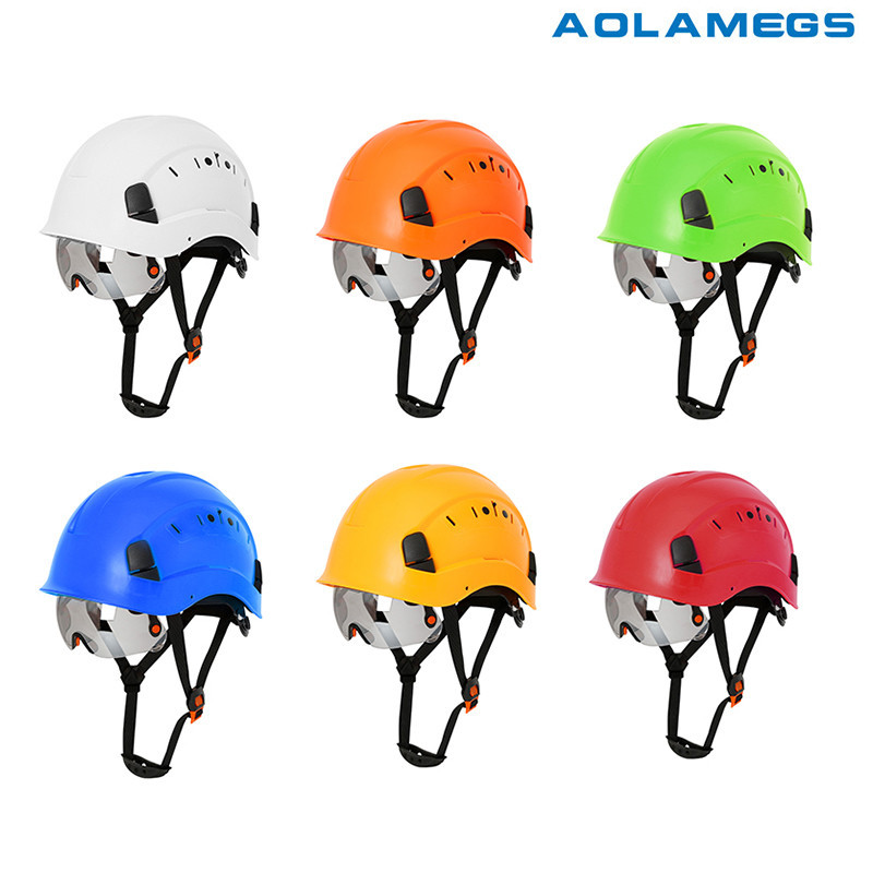 AOLAMEGS CE Safety Helmet Built In Visor Construction ABS Hard Hat ANSI ...