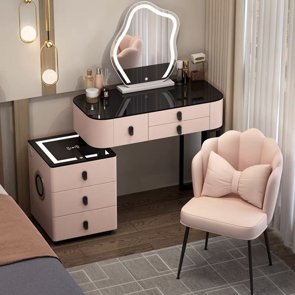 [Sg seller] Solid Wood Smart Dressing Table Wireless Charging Dresser ...