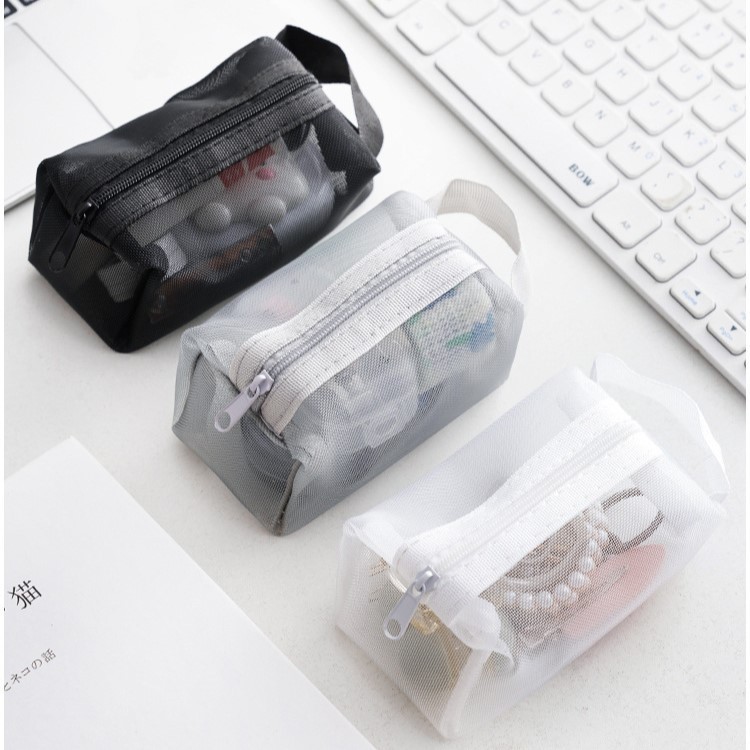 Mini Mesh Nylon Storage Bag Portable Coin Pouch Earphone Data Cable ...