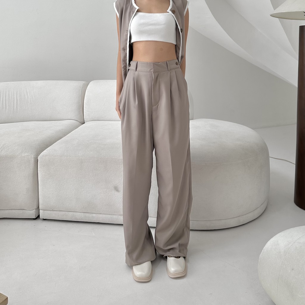 OREO PANTS - Women's Long Straight Pants Highwaist Loose Cullote Pants ...