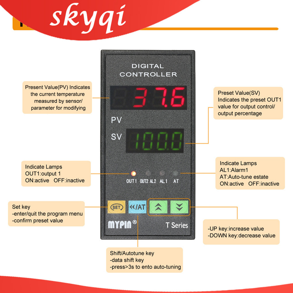 MYPIN TA6-SNR Temperature Controller Dual 4 Cooling Control Output TC/RTD Heating PID Thermostat ...