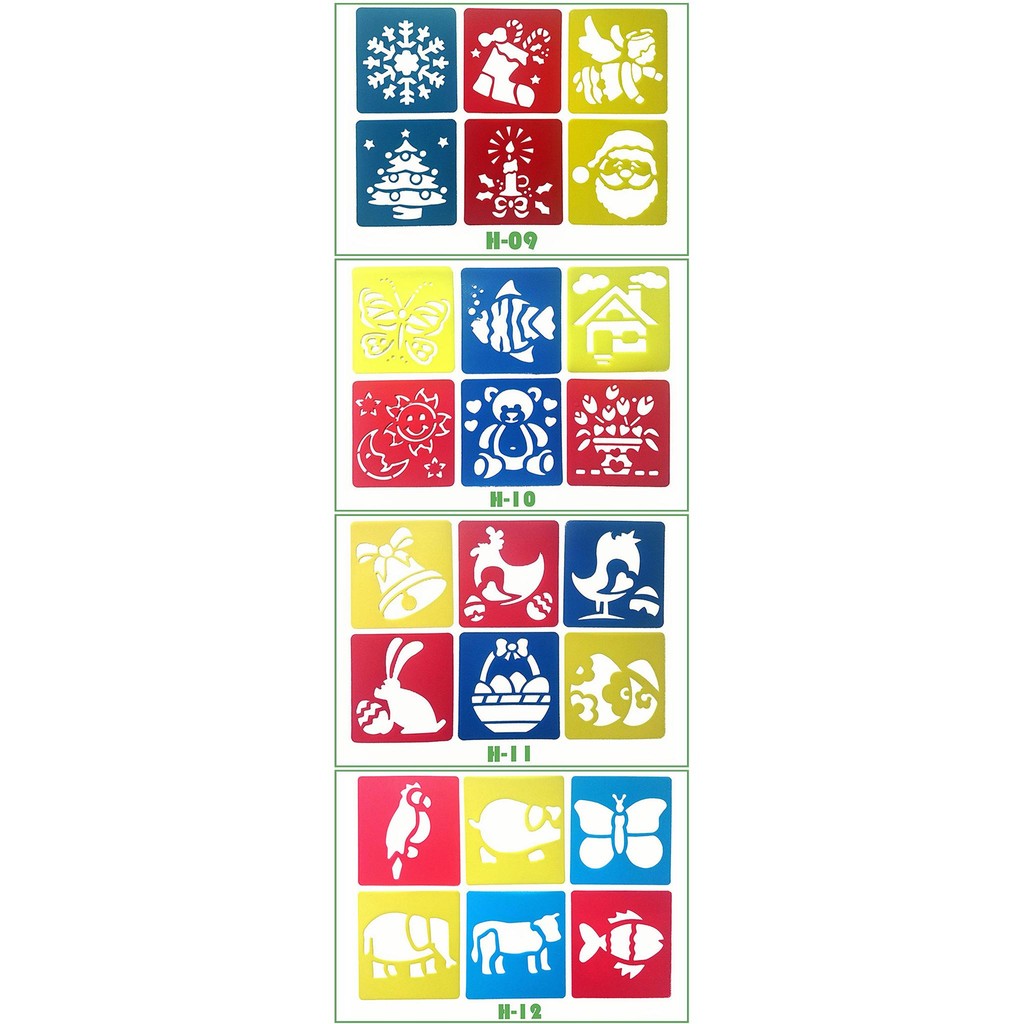 6PCS/Set Hollow Out Drawing Template Multiple Colors Plastic Painting ...