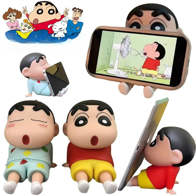 Crayon Shin-chan Action Figures Lazy Handphone Holder Nohara Shinnosuke ...