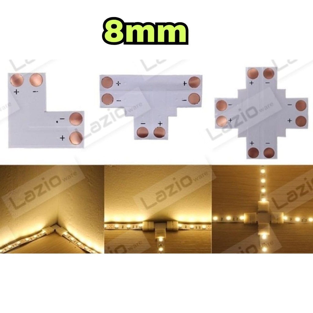 10 pieces 2 Pin 8MM LED Strip Connector L T X Cross Shape Right Angle ...