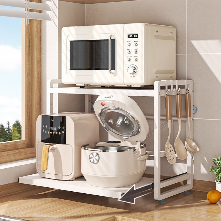 LeafCube Microwave Pull Out Rack Adjustable Oven Rack Kitchen Organizer ...