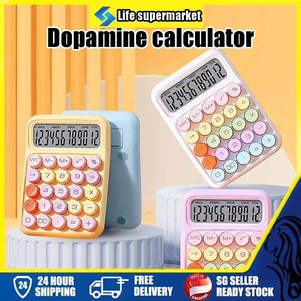 [SG] Dopamine Cute Calculator 12 Digits Large Display Mechanical Dot ...