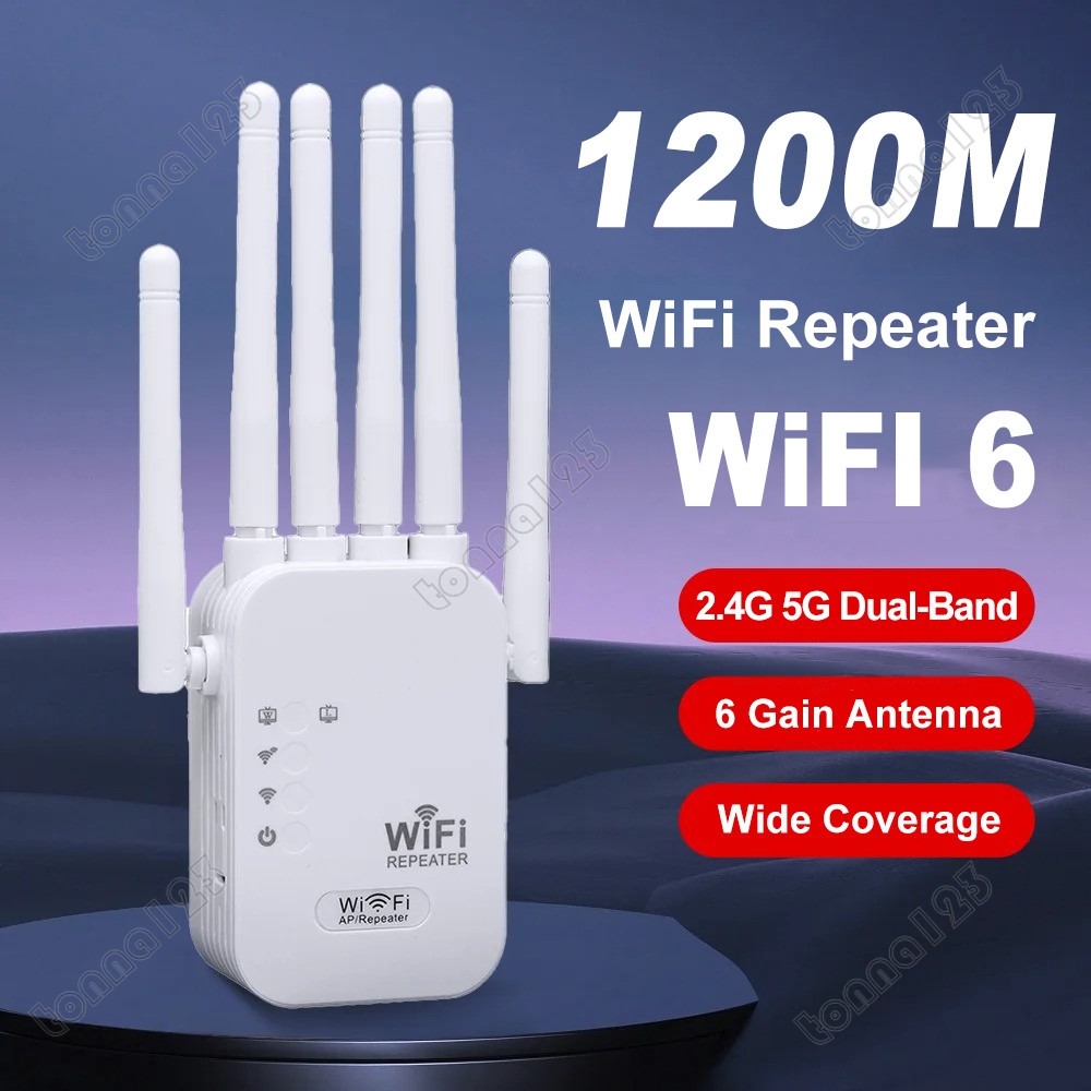1200Mbps Wireless WiFi Repeater WIFI Range Extender WiFi Signal Booster 2.4G 5G Dual-band ...