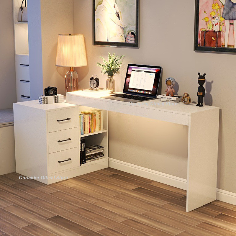 Corner Table Solid Wood Study Desk Bedroom Computer Table With Drawer | Shopee Singapore