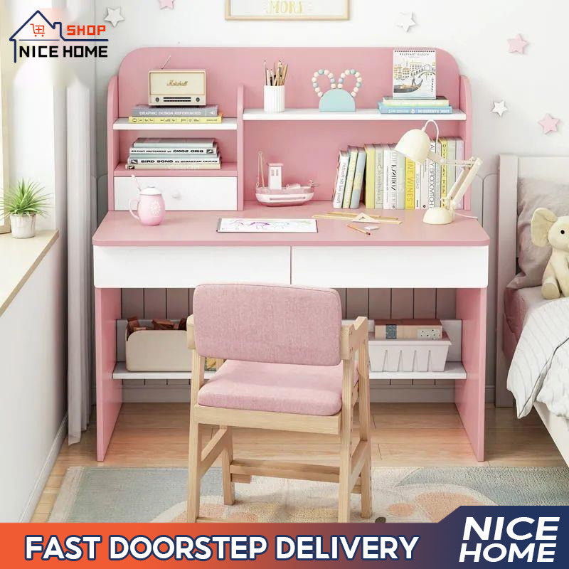 HS Student Table With Bookshelf Computer Desk Home Writing Desk Study ...