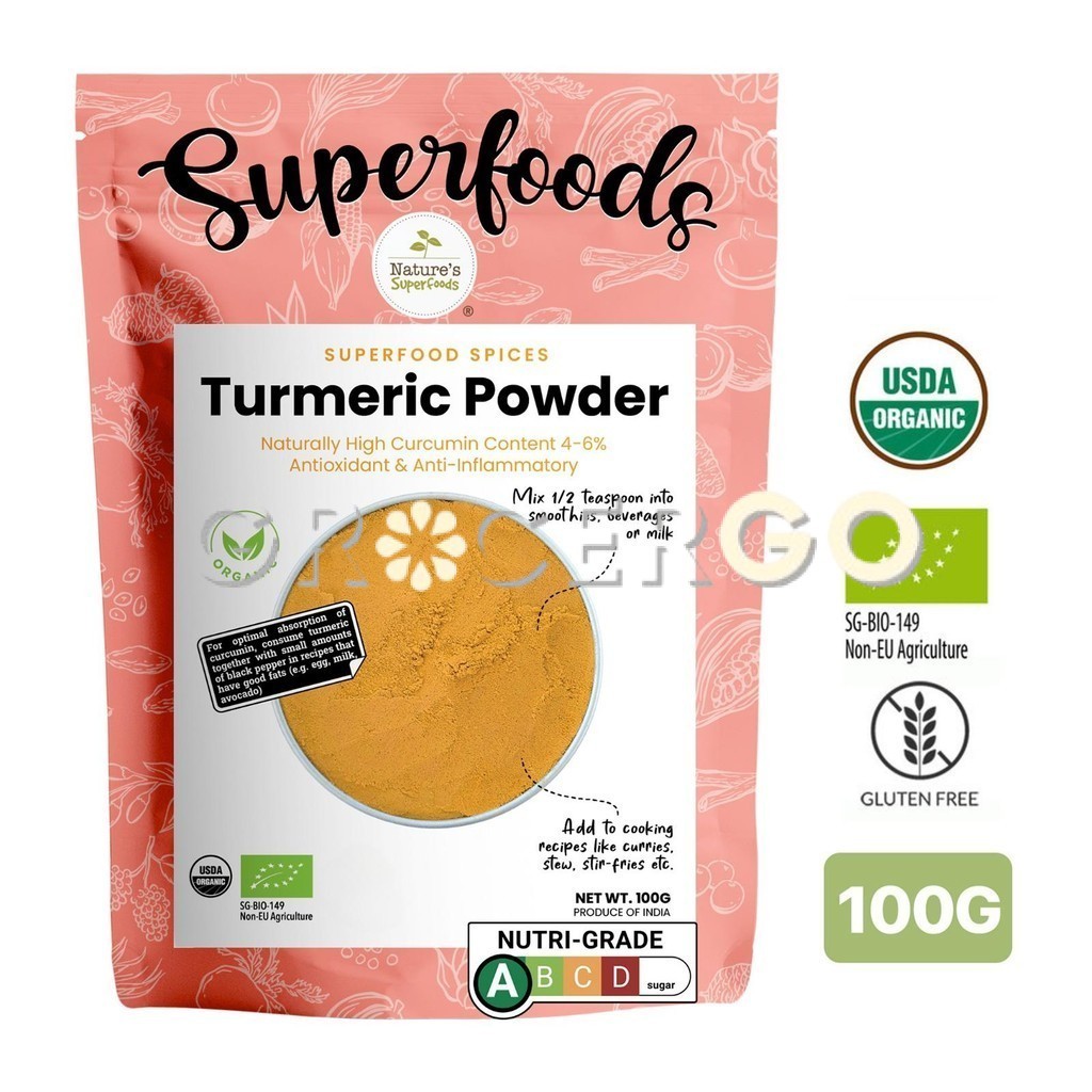 Nature's Superfoods Organic Turmeric Powder Spice (Higher Curcumin 4 to ...
