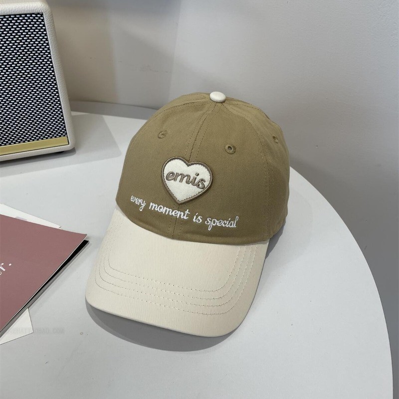 Tonal heart badge baseball cap emis hat women's black men's cap women's ...