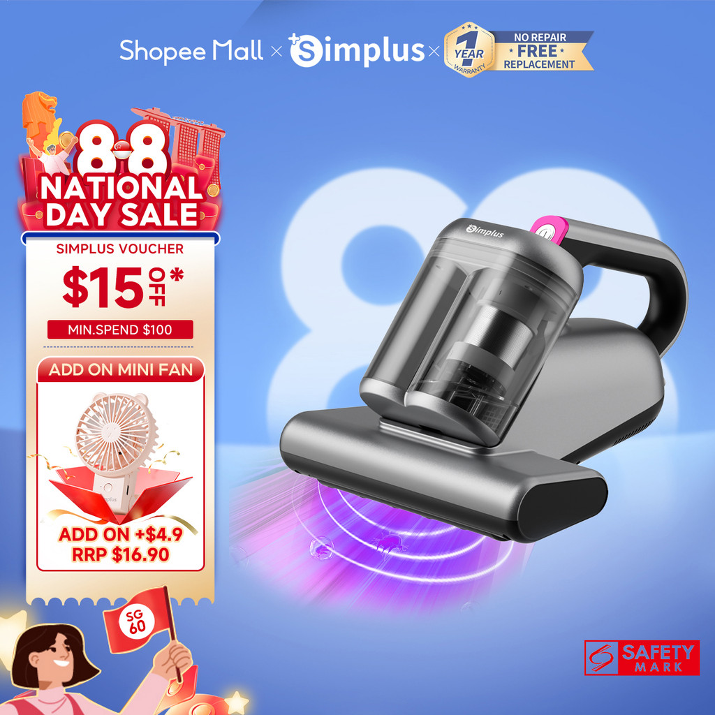 Simplus Dust Mite Vacuum Cleaner | UV Light | 55°C Hot Air Drying | 14 ...