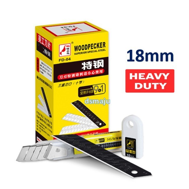 Woodpecker 18mm Heavy Duty Cutter Blade Replacement Black Cutter FD-04 Utility Cutter Blade ...