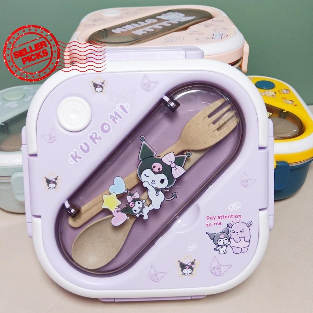 Cute Cartoon Bento Bo Compartments Microwave Oven Plastic Container ...
