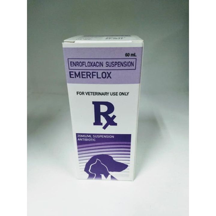 EMERFLOX Enrofloxacin Antibiotics Oral Suspension for Cats & Dogs 60ml ...