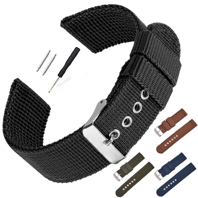 Woven Nylon Watch Band Weave Canvas Watch Strap 16mm 18mm 20mm 24mm ...