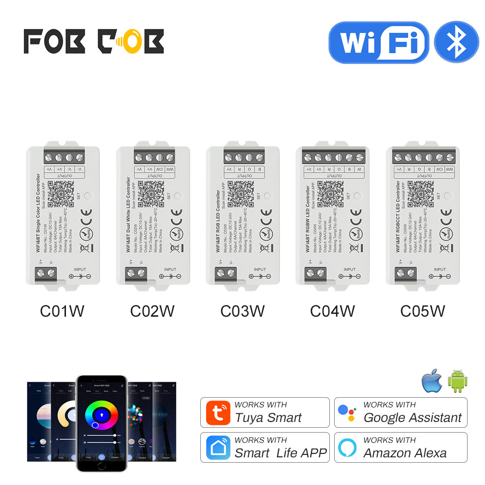 Smart Home Led Strip Light RGB Controller Wifi for DC12-24V CCT RGBW ...