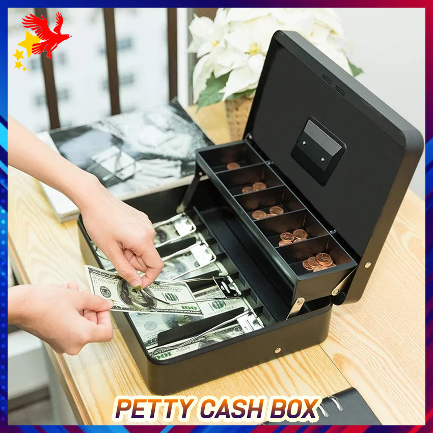 [CPU IS DRY]Petty Cash Box Metal With Coin Tray Safe and Secure Box 30 ...