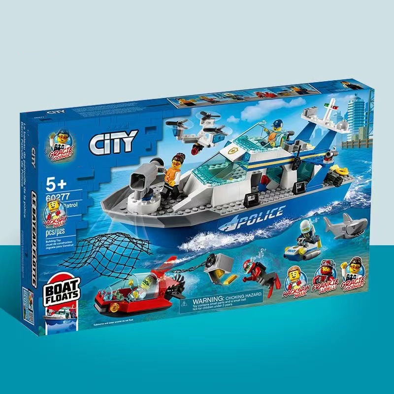 Compatible with LEGO City Series 60277 Police Patrol Boat Ship ...