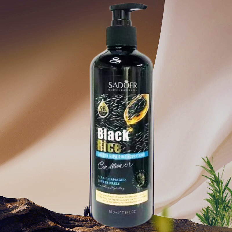 SADOER Black Rice Conditioner Anti Hair Loss Anti Dandruff Conditioner 500ml To Repair Damaged ...