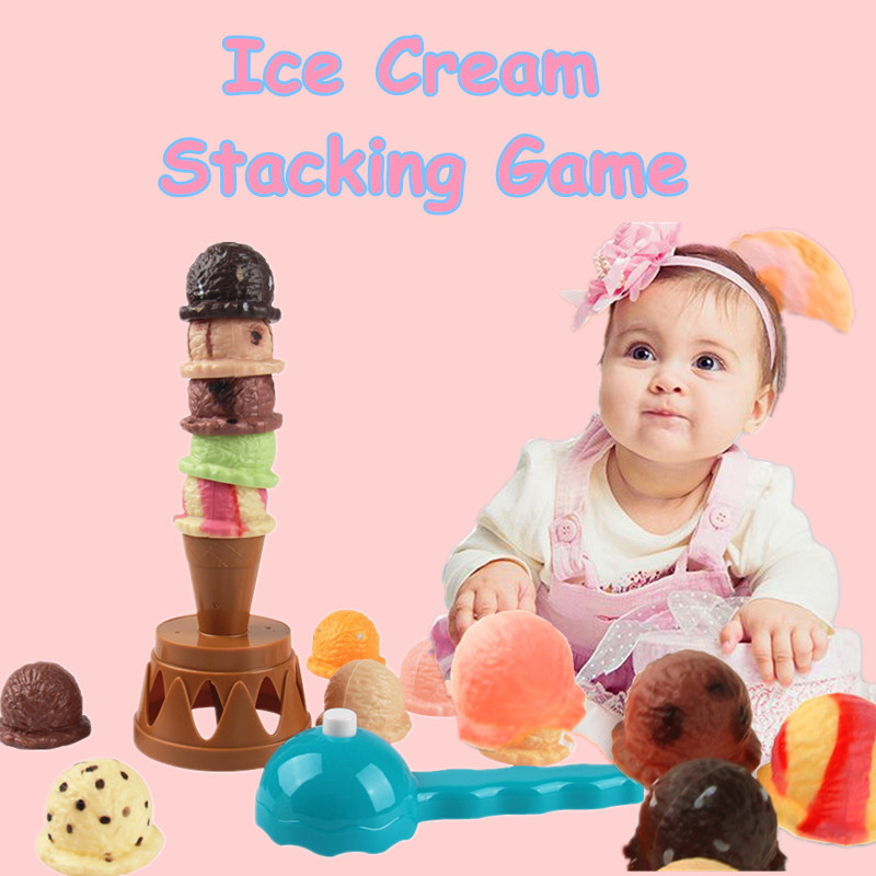 Kids Ice Cream Stacking Game Pretend Play Food Tower Balancing Toy ...