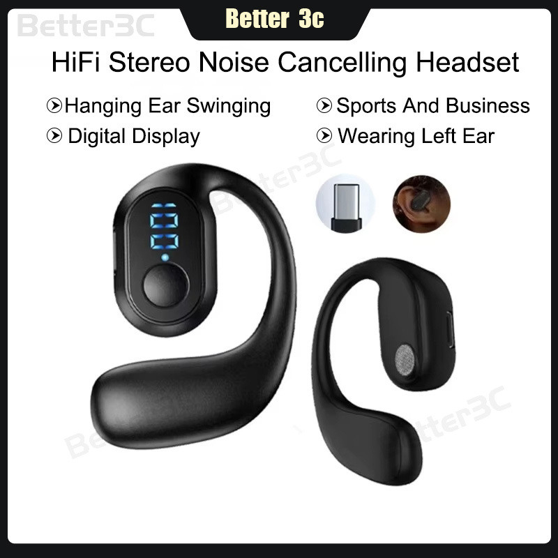 OWS Digital display single earbuds wireless earphone Wireless ear hook ...