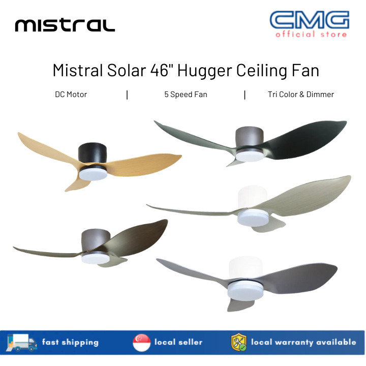 *Installation Available* Mistral Solar 46 Inch Ceiling Fan Hugger Series // 24w Tri-Tone Lamp ...