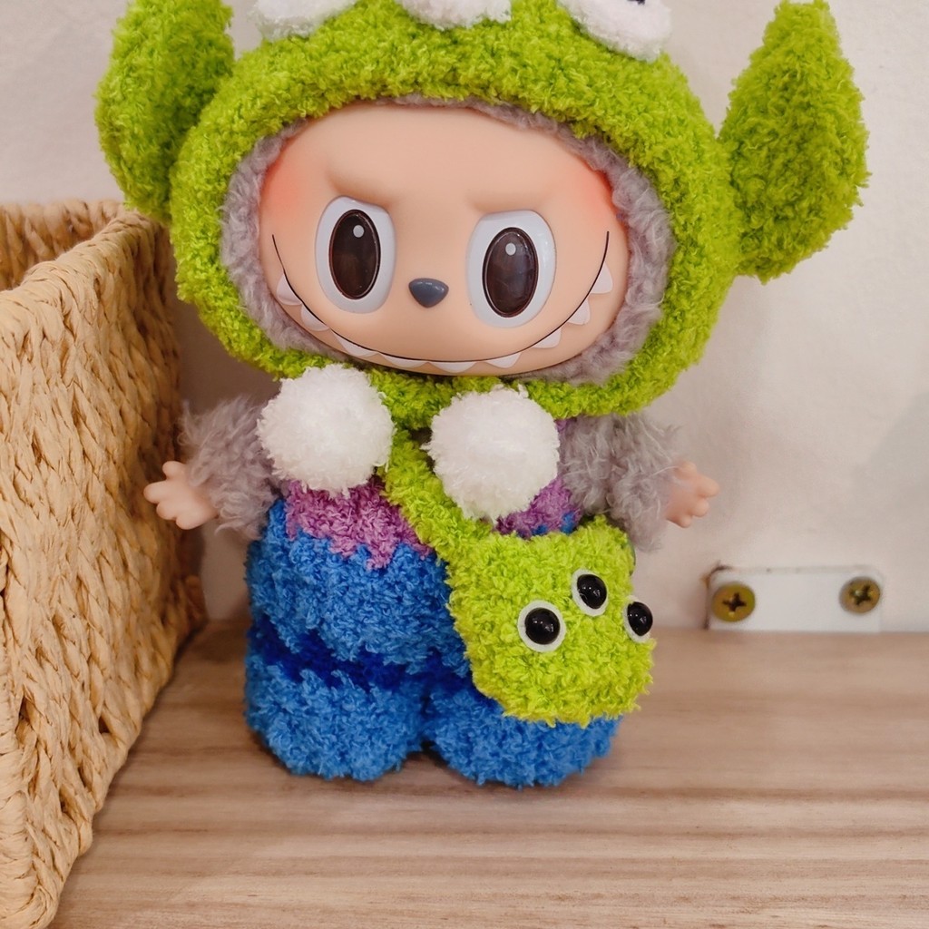 LABUBU POP MART V2 15cmPlush Doll Pendant Clothes Three-Eyed Alien Doll ...