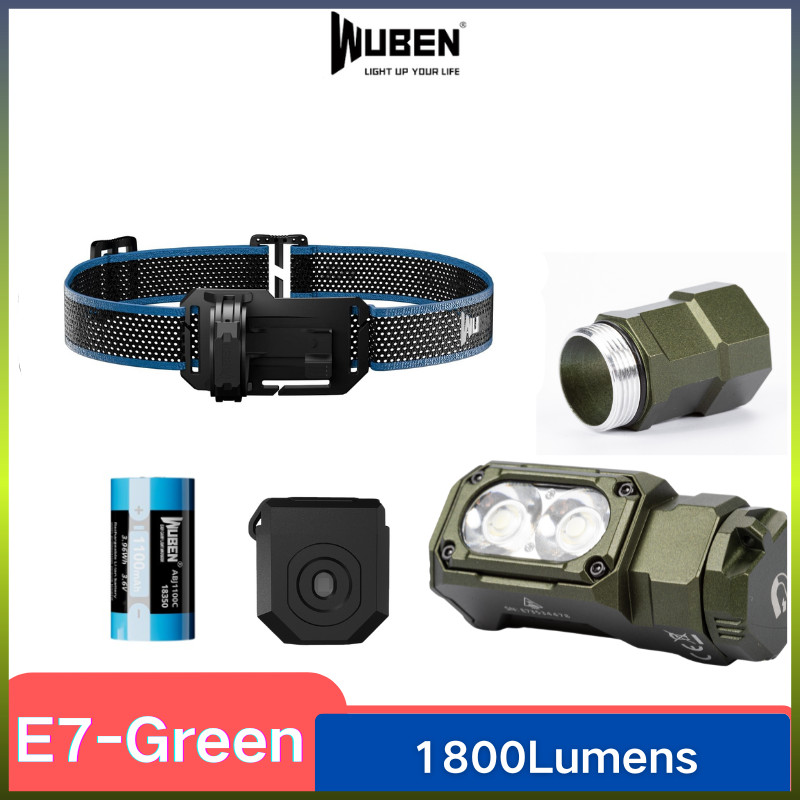 WUBEN E7 TYPE-C Recheargeable Headlamp 1800 lumens Lightweight Protable Flashlight(Army Green ...