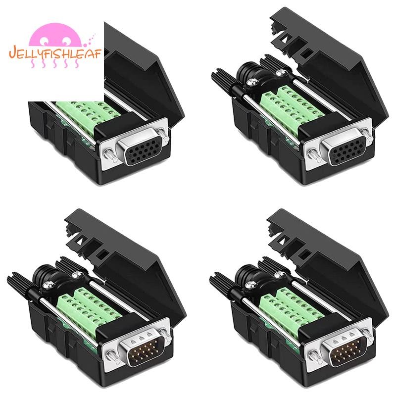 4Packs VGA DB15 3 Row Solderless Male/Female Quick Connector, 3+9 D-SUB 15 Pin Port Terminal ...