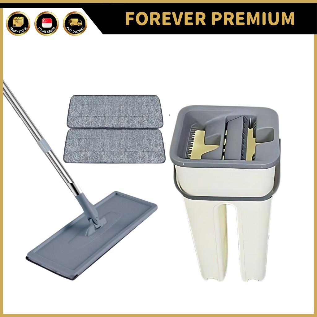 (FOREVER PREMIUM) High Quality Automatic Wet Dry Squeeze Mop Microfiber ...