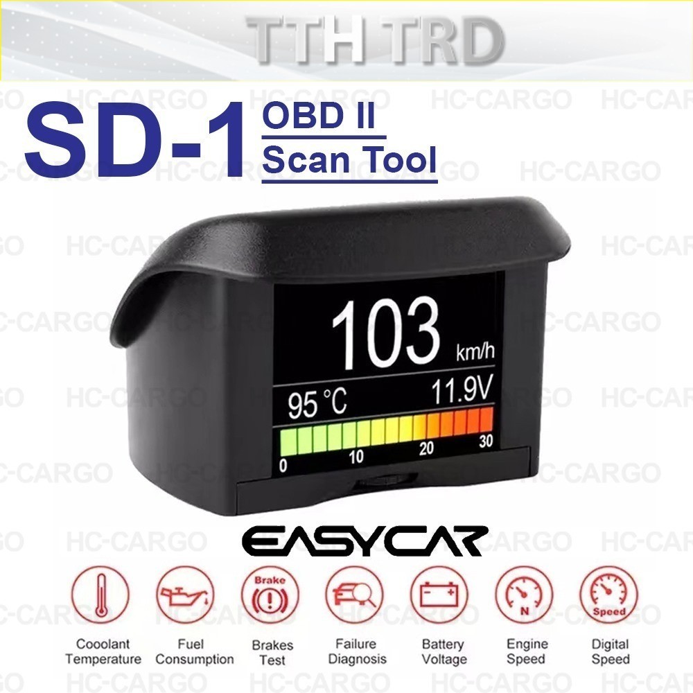 Car OBD HUD Display EASYCAR SD-1 OBD2 Digital Auto Voltage Meter Fuel ...