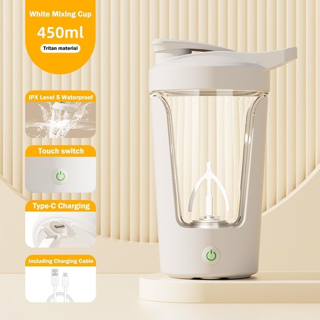 450ml Electric Protein Shaker Bottle Mixer Cup USB Rechargeable Self ...