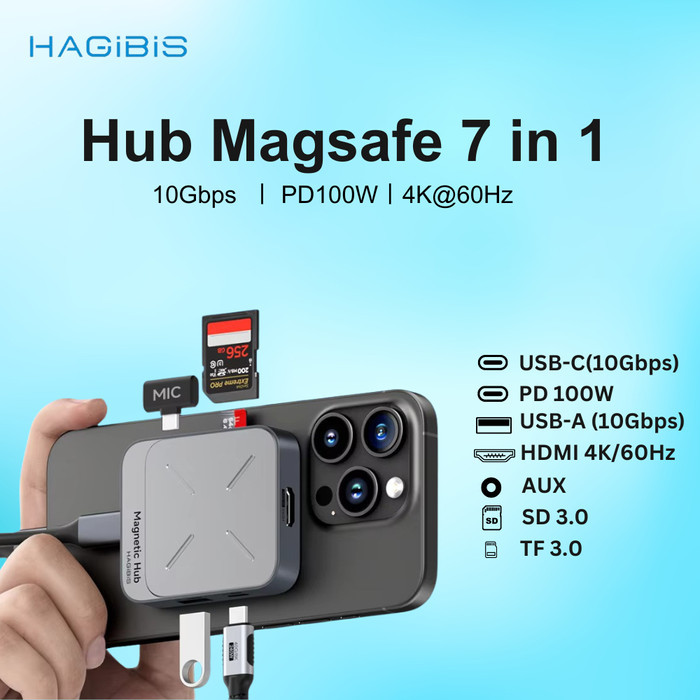 Hagibis Magnetic USB C Hub Type-C Multiport Adapter Docking Station 4K ...