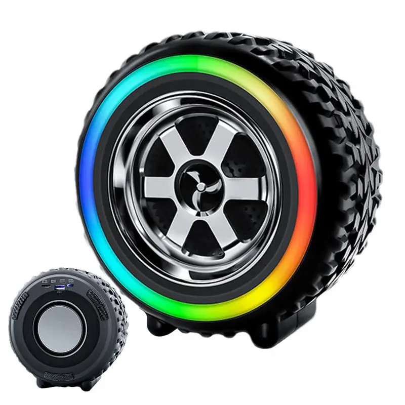 Mini Wireless Speaker Car Wheel Shaped Speakers Wireless Loud With LED ...