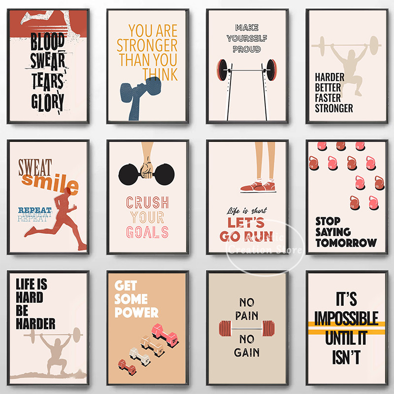 Motivational Workout Wall Art Canvas Painting Prints Fitness Wall Art ...