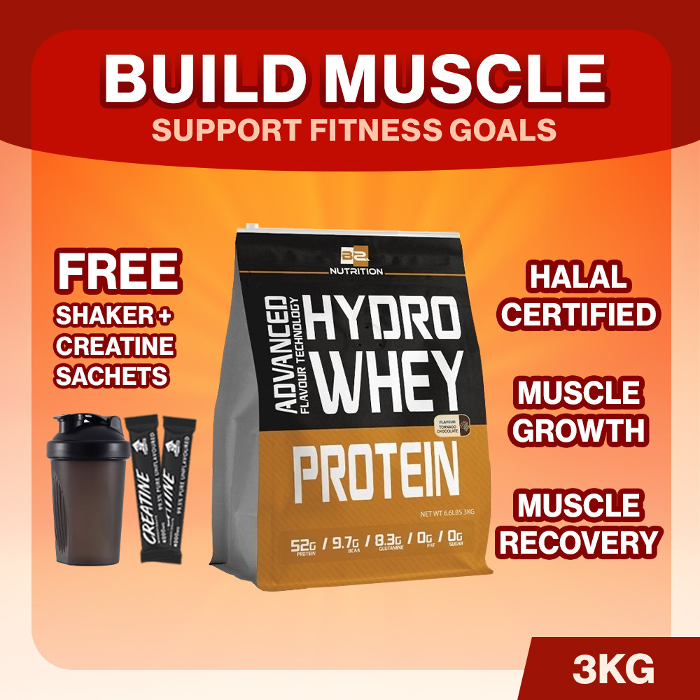 (Free Shaker + Creatine) Hydro Whey Protein 3kg, Lean Muscle, HALAL BS ...