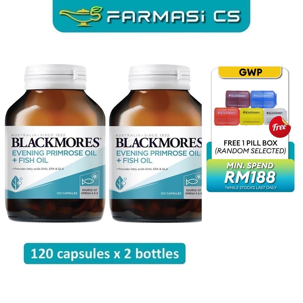 BLACKMORES EPO Evening Primrose Oil + Fish Oil 120 capsules x 2 bottles ...