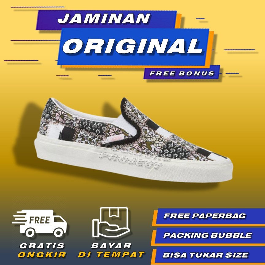 Floral Multi Patchwork Slip-On Shoes, Men's and Women's Slip-On Shoes ...