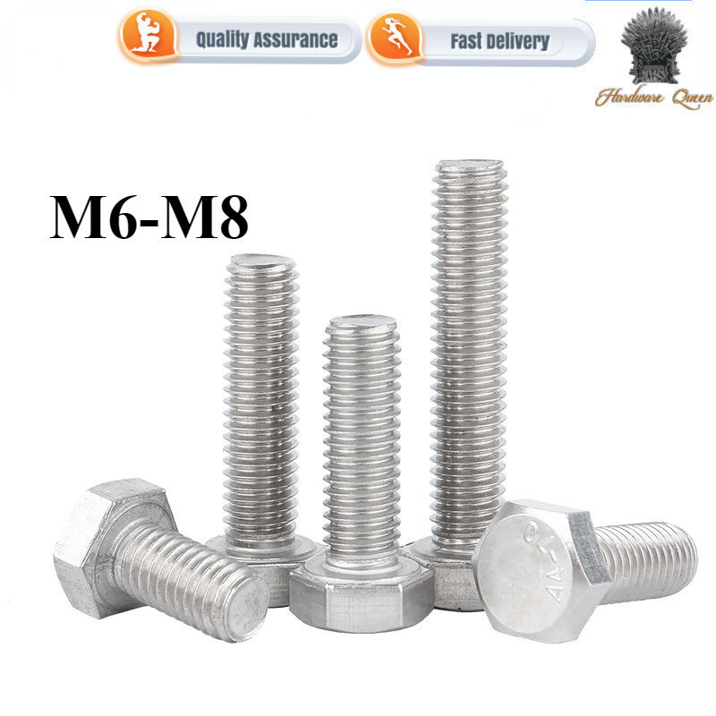 [2QG2] M6/m8 SUS316 Stainless Steel External Hexagon Bolt Full Thread Bolt Extension Screw ...