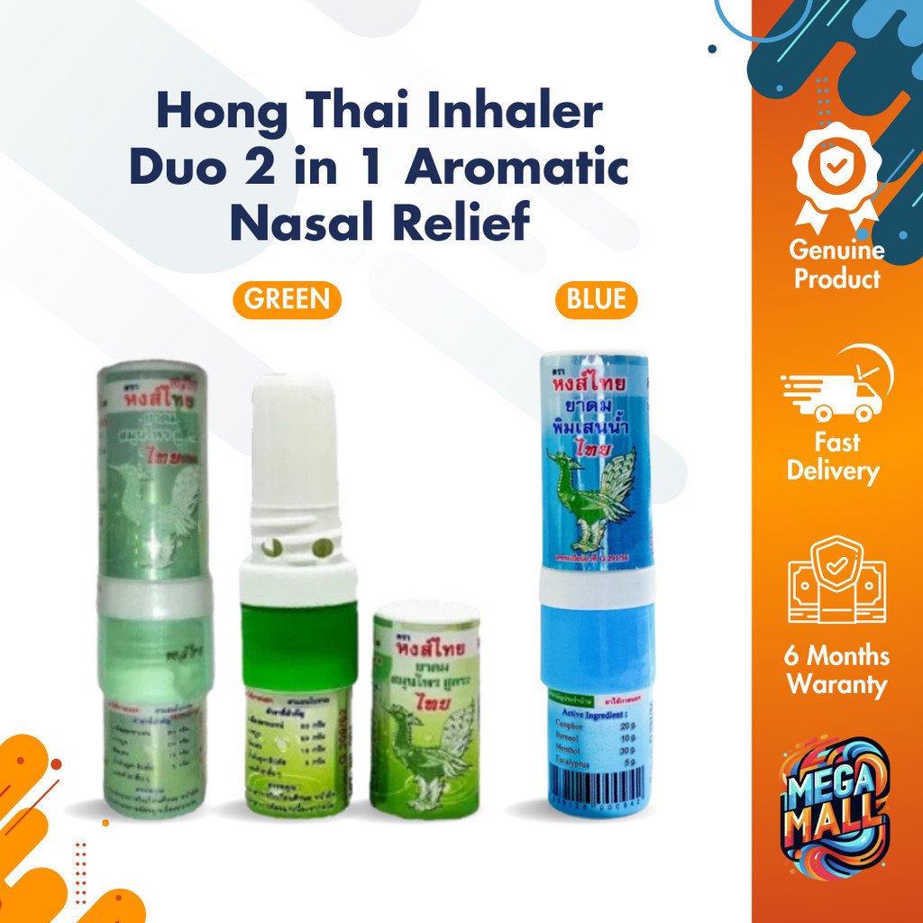 Hong Thai Inhaler Duo 2-in-1 - Aromatic Nasal Relief & Menthol ...